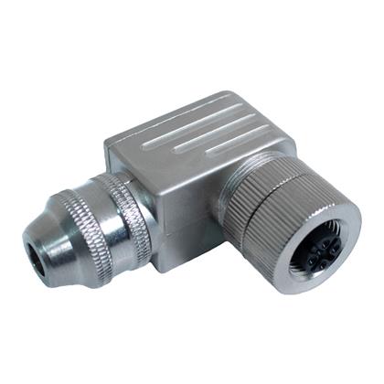 M12 Female Connector, 4-Position Female Right Angle, 18-22AWG - Mueller ...